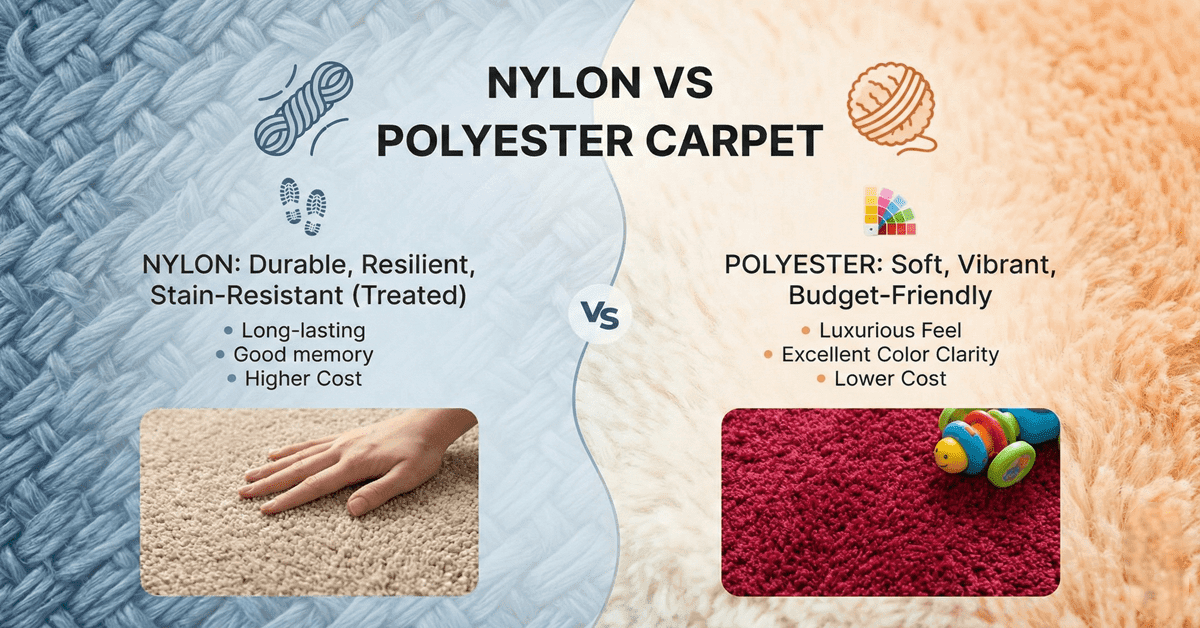 Nylon vs Polyester Carpet: Durability, Stains & Cost